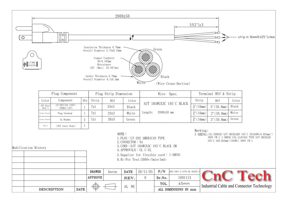 CNC Tech 800-1801-2-SJT0-BL-00200-2 product document