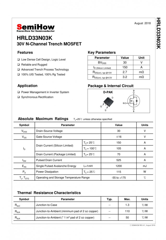 HRLD33N03K datasheet page 1