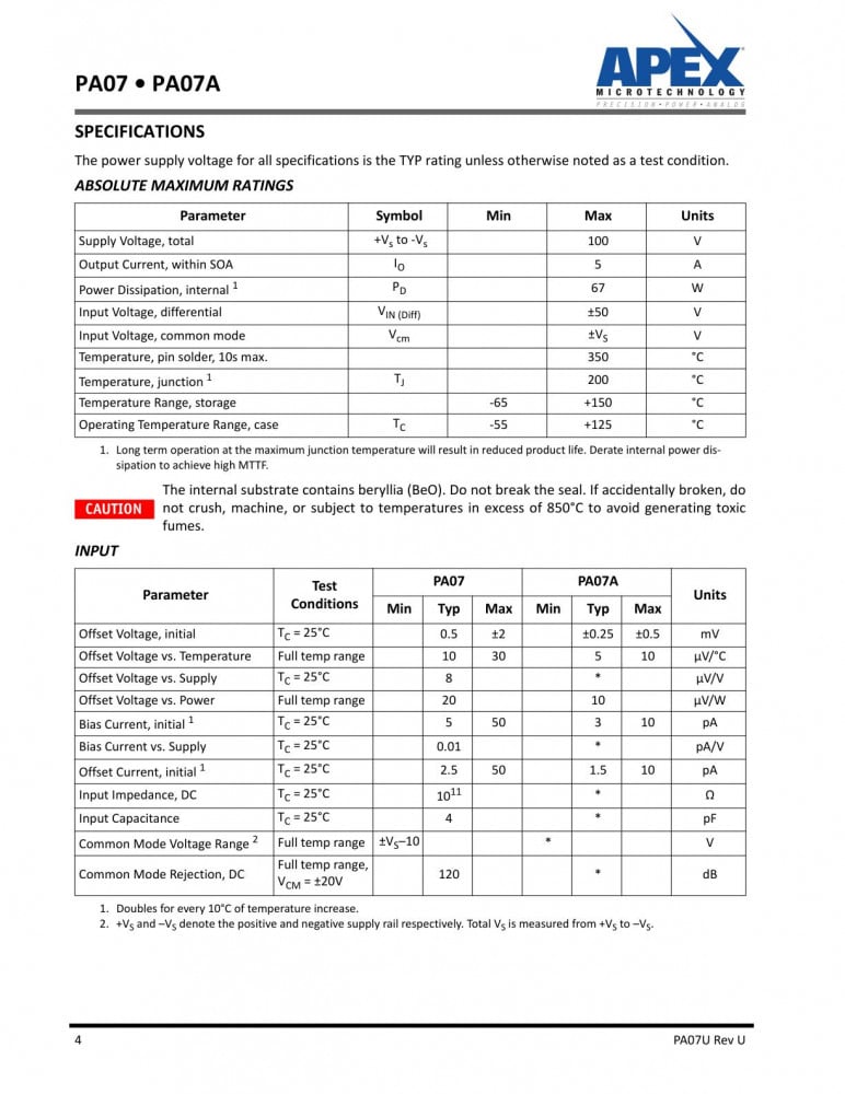 PA07M/883 datasheet page 4