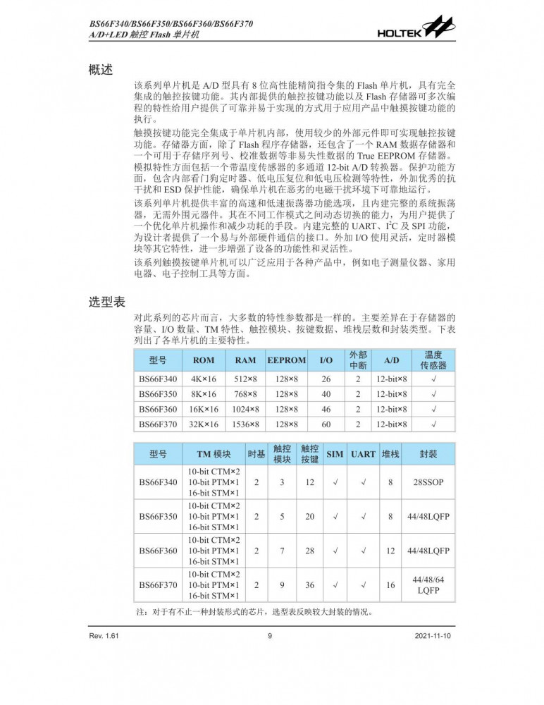 HOLTEK BS66F360 datasheet page 9