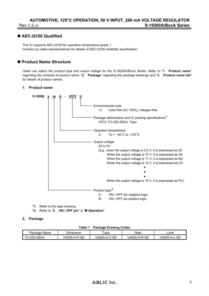 S-19200A/BxxA datasheet page 3
