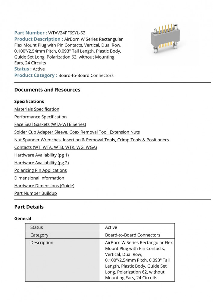 WTAV24PF6SYL-62 technical document image, page 1