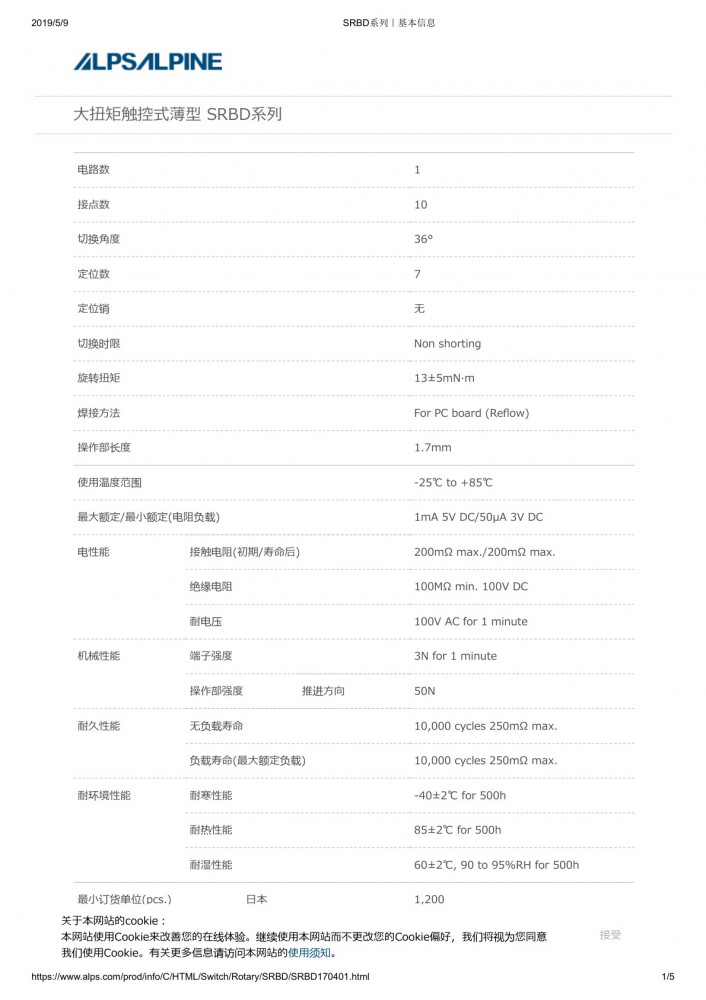 SRBD170401 technical document page 1
