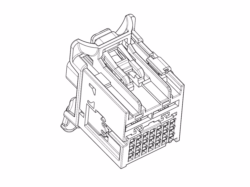MX150 Mid-Voltage Mat-Sealed Female Connector Assembly, Single Row, 4 Circuits, 48V, Keying Option A, with Connector Position Assurance, Light Blue