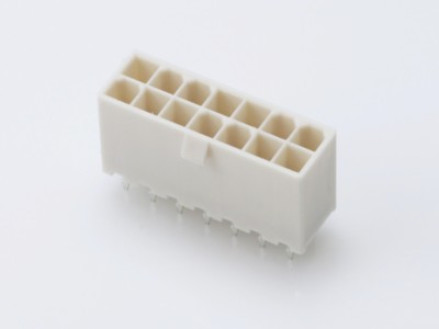 Mini-Fit Jr. Vertical Header, 4.20mm Pitch, Dual Row, 2 Circuits, without Snap-in Plastic Peg PCB Lock, Gold, Natural