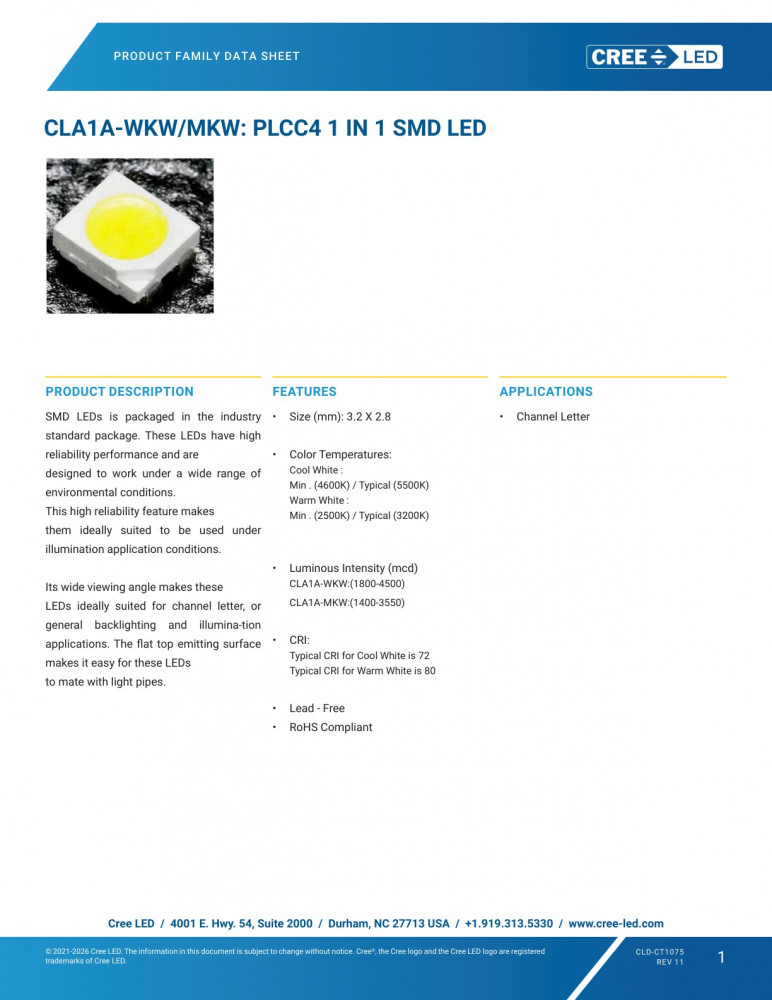CLA1A-WKW/MKW datasheet page 1
