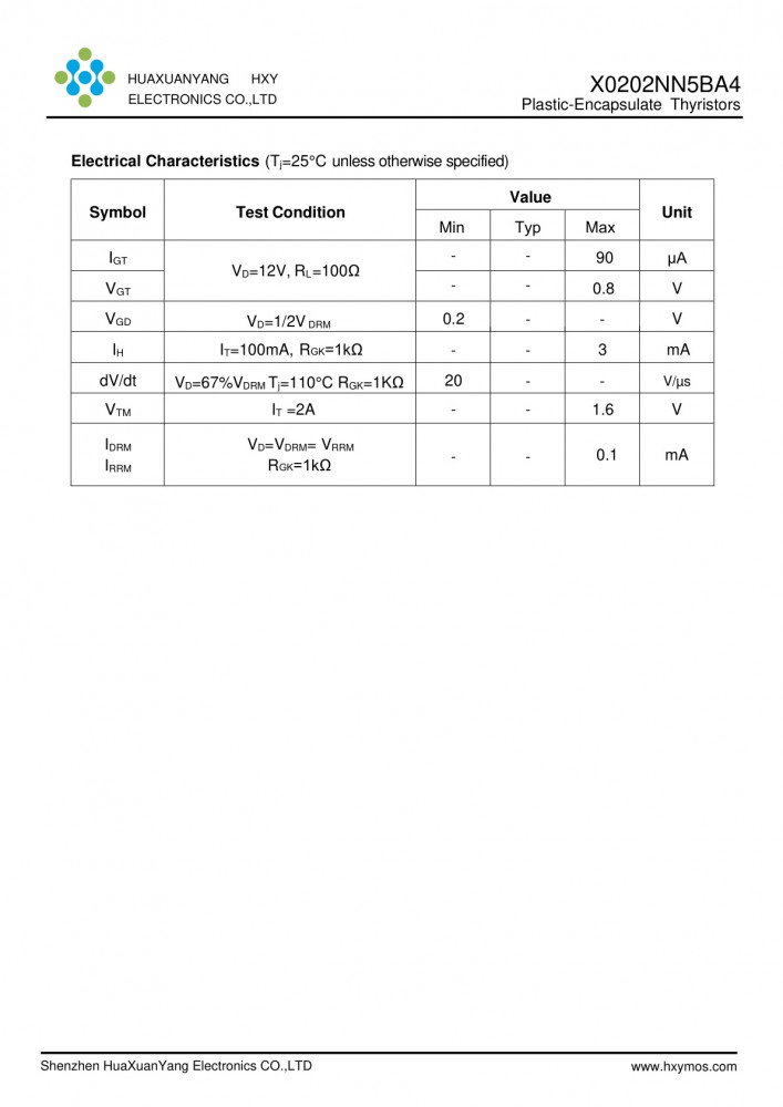 X0202NN5BA4-HXY technical document page 2