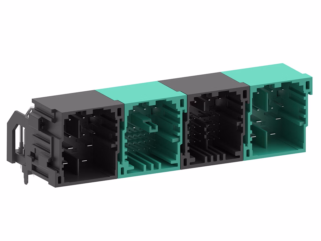 stAK50h 4 Bay Right-Angle Hybrid Header, 84 Circuits, Bay 1: 12 Circuits/Key 1/Black; Bay 2: 28 Circuits/Key 2/Green; Bay 3: 32 Circuits/Key 1/Black; Bay 4: 12 Circuits/Key 2/Green; Tray for sale