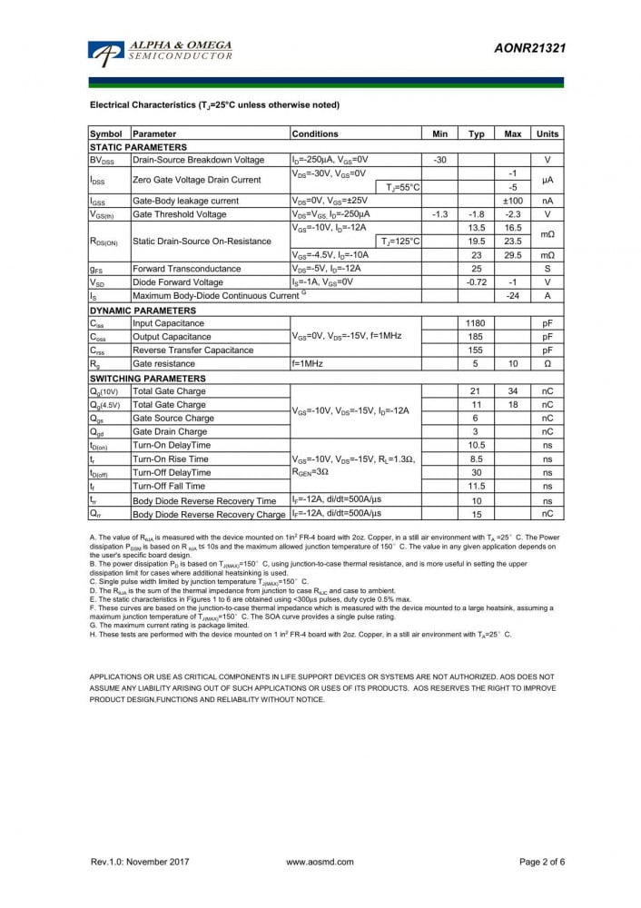 AONR21321 datasheet page 2