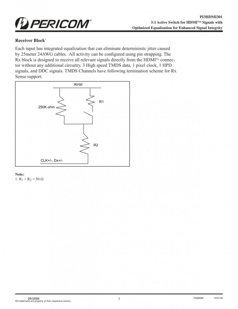 PI3HDMI301FFEX datasheet page 3
