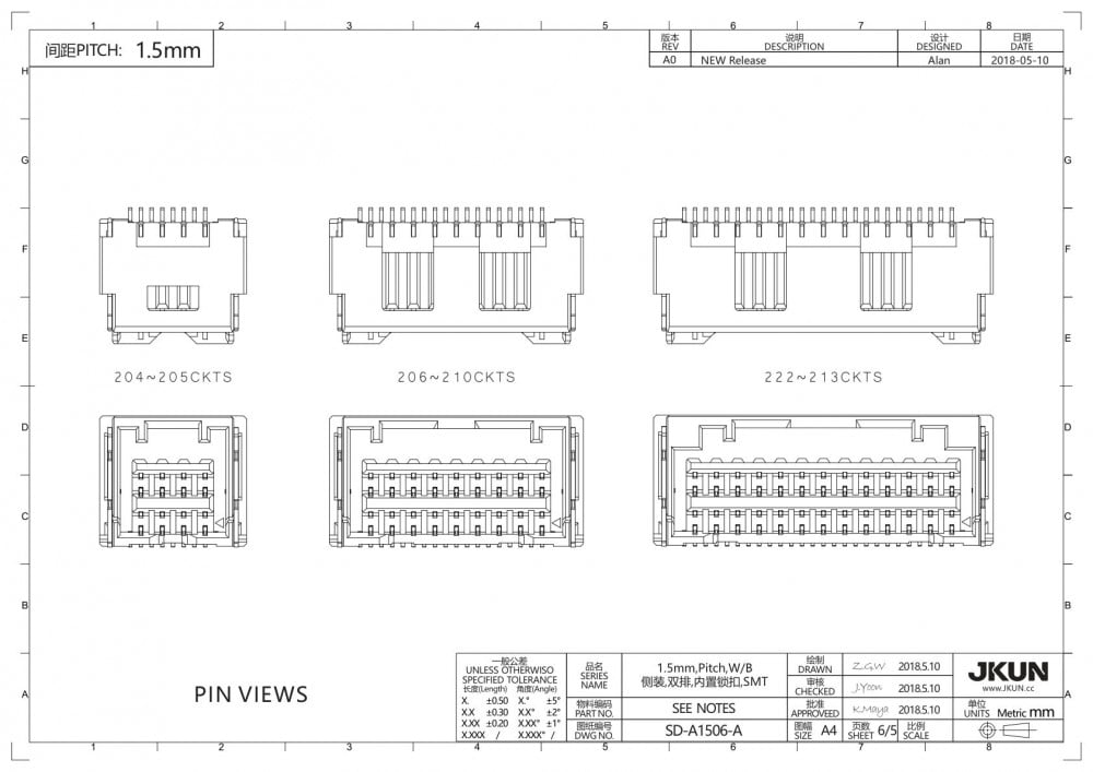 jkun A1506AWR-10-F4MB1-R Male Pin Header index 5