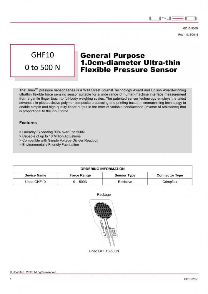 GHF-10 datasheet page 1