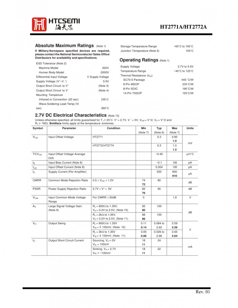 HT2772ARZ datasheet page 2