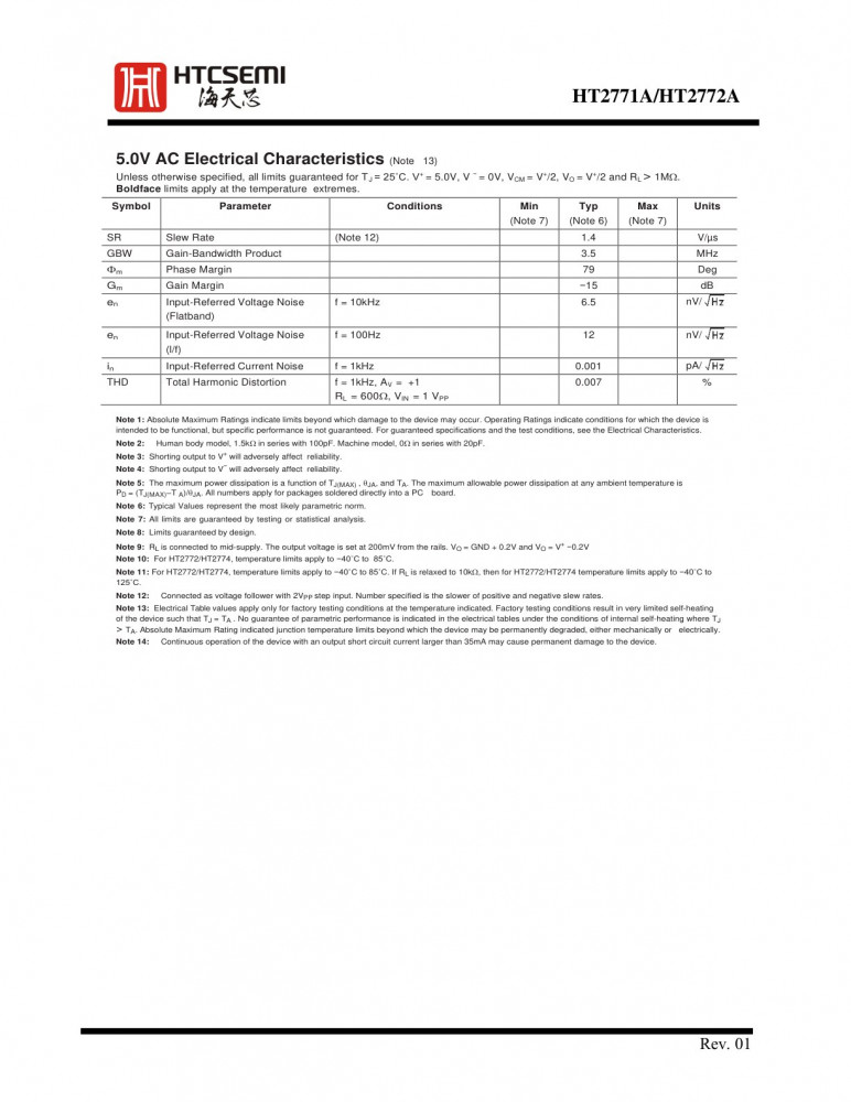 HT2772ARZ datasheet page 4