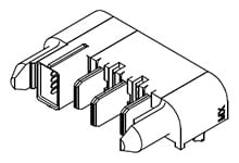 EXTreme Ten60Power Right-Angle Plug without Guides, 1 DC Power Circuit, Press Fit Tail