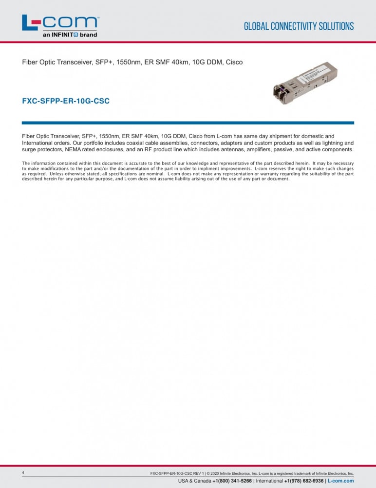 FXC-SFPP-ER-10G-CSC datasheet page 4