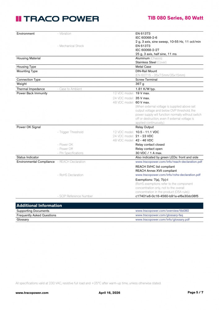 TIB 080 Series technical document, page 5