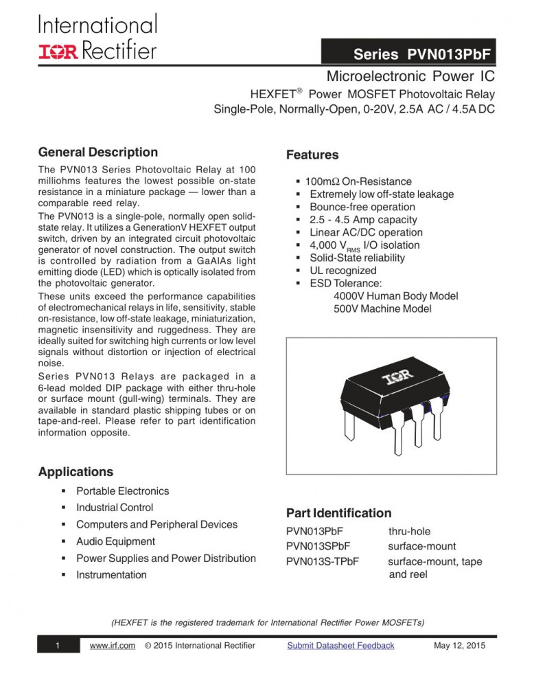 PVN013 datasheet page 1