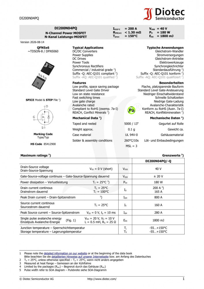 DI200N04PQ-Q datasheet page 1