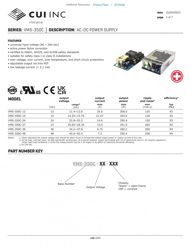 VMS-350C datasheet page 1