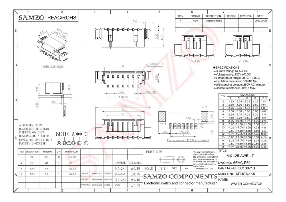 SAMZO 6EHCA020 technical drawing preview