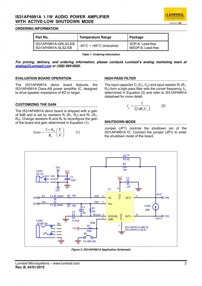 IS31AP4991A-SLS2-EB technical document page 2