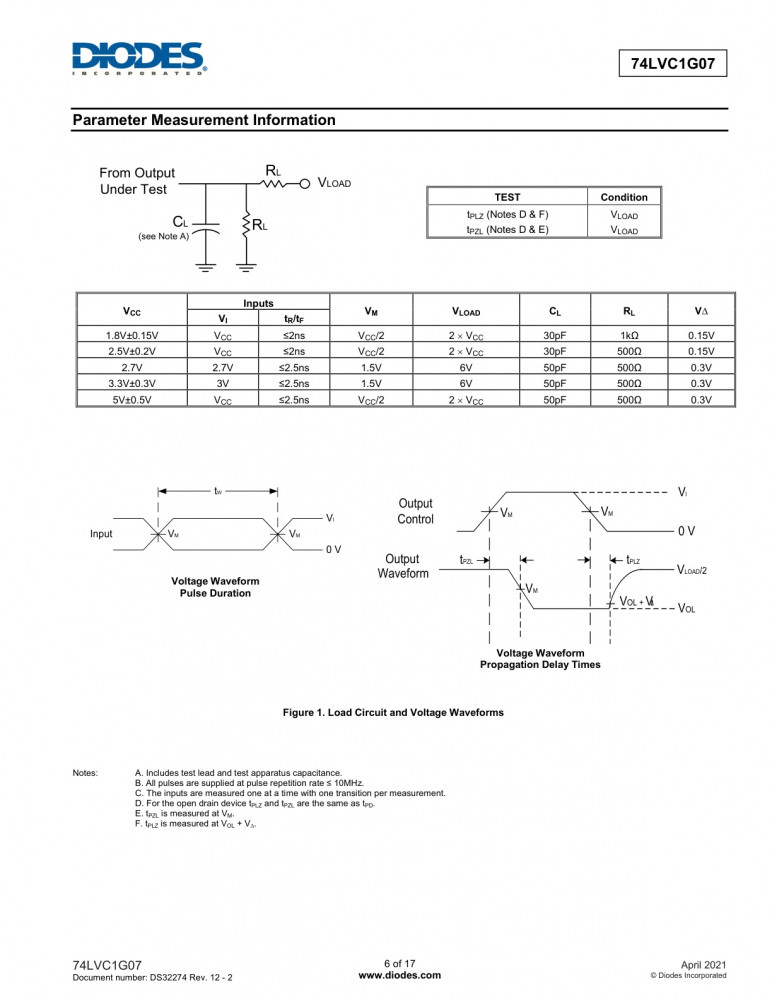 74LVC1G07Z-7 datasheet page 6