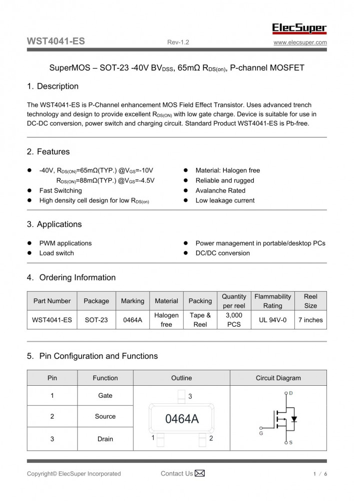 WST4041-ES datasheet page 1