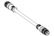 M12 Signal, B-Coded, Double-Ended Cordset, 5 Poles, Female (Straight) to Male (Straight), 24 AWG, PROFIBUS PUR Cable, Yellow Overmold, 1.0m (3.28') Length