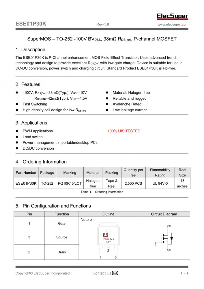 ESE01P30K datasheet page 1