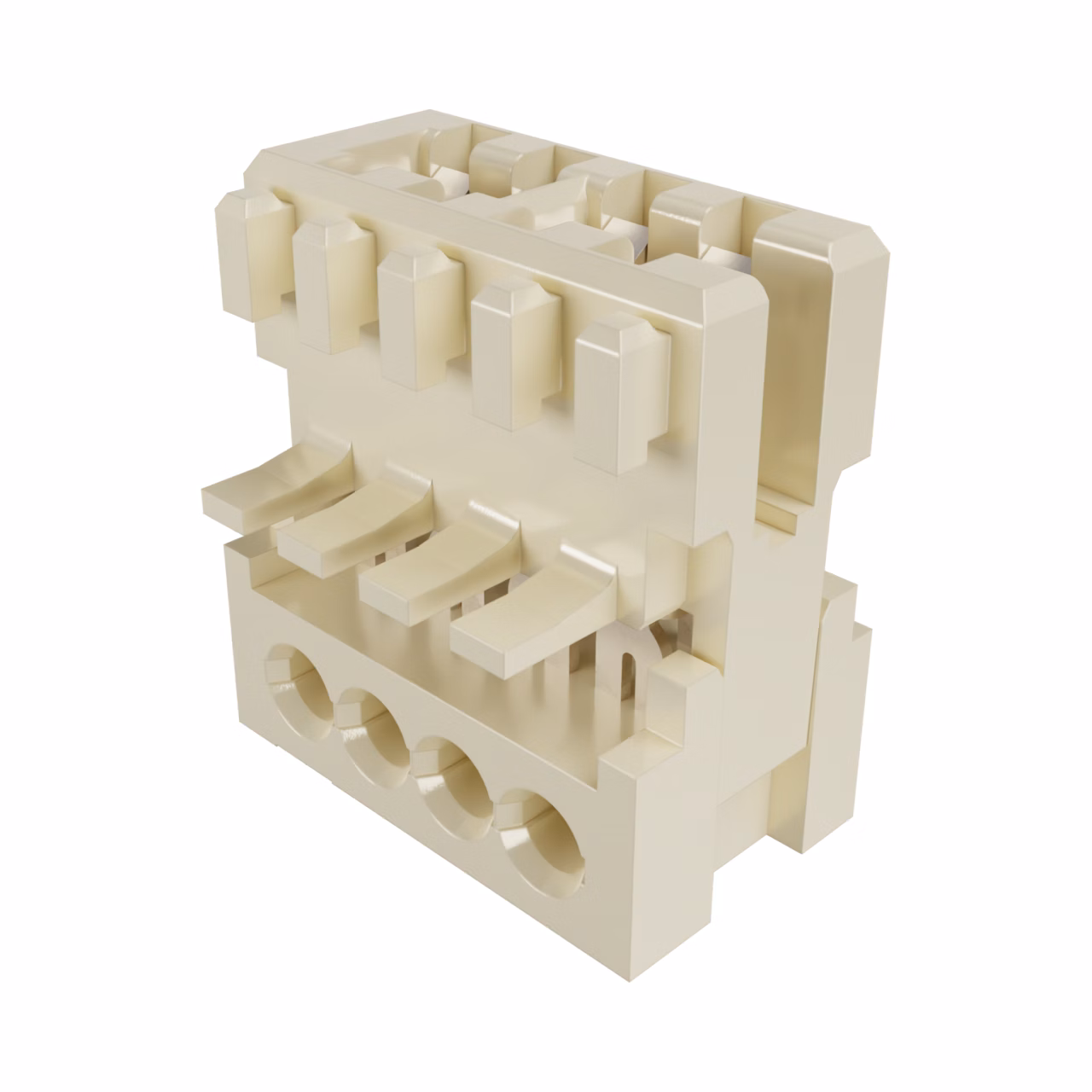 Appli-Mate RAST 2.5 Connector, 2.50mm Pitch, Female, 4 Circuits, No Position Keys Removed, Polarizing Rib Between 2/3, 1 Closed and 1 Open Endwall, Tin Plating for sale