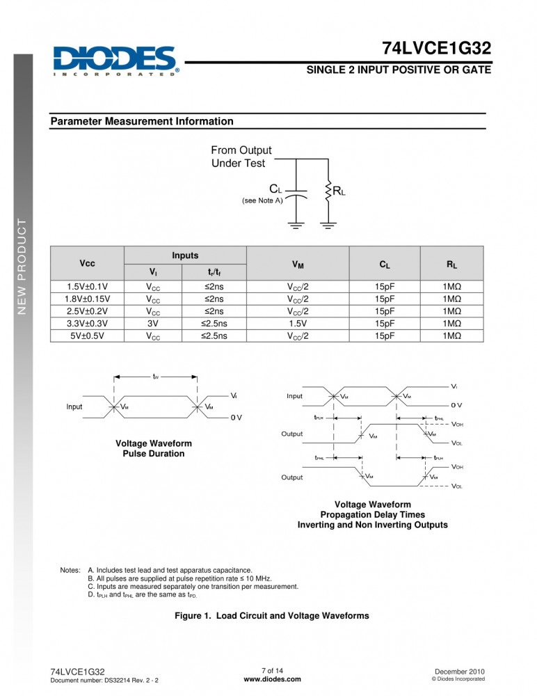 74LVCE1G32W5-7 datasheet page 7