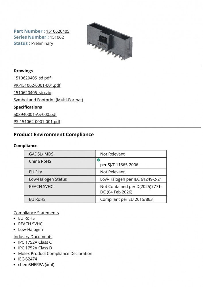 Molex Milli-Grid product specification page 1