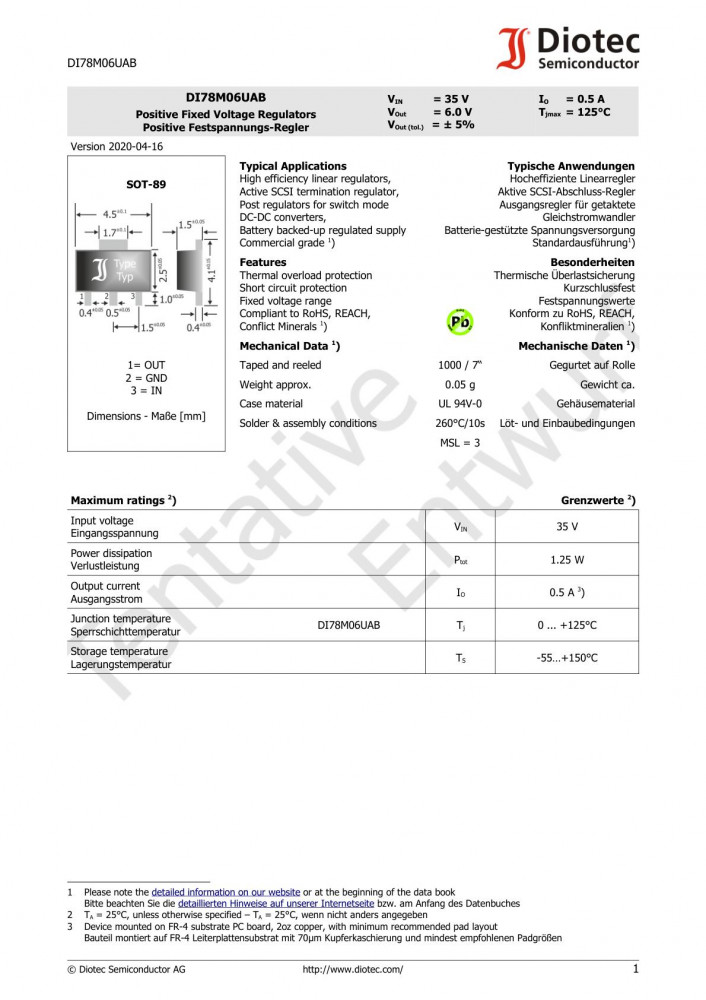 DI78M06UAB datasheet page 1