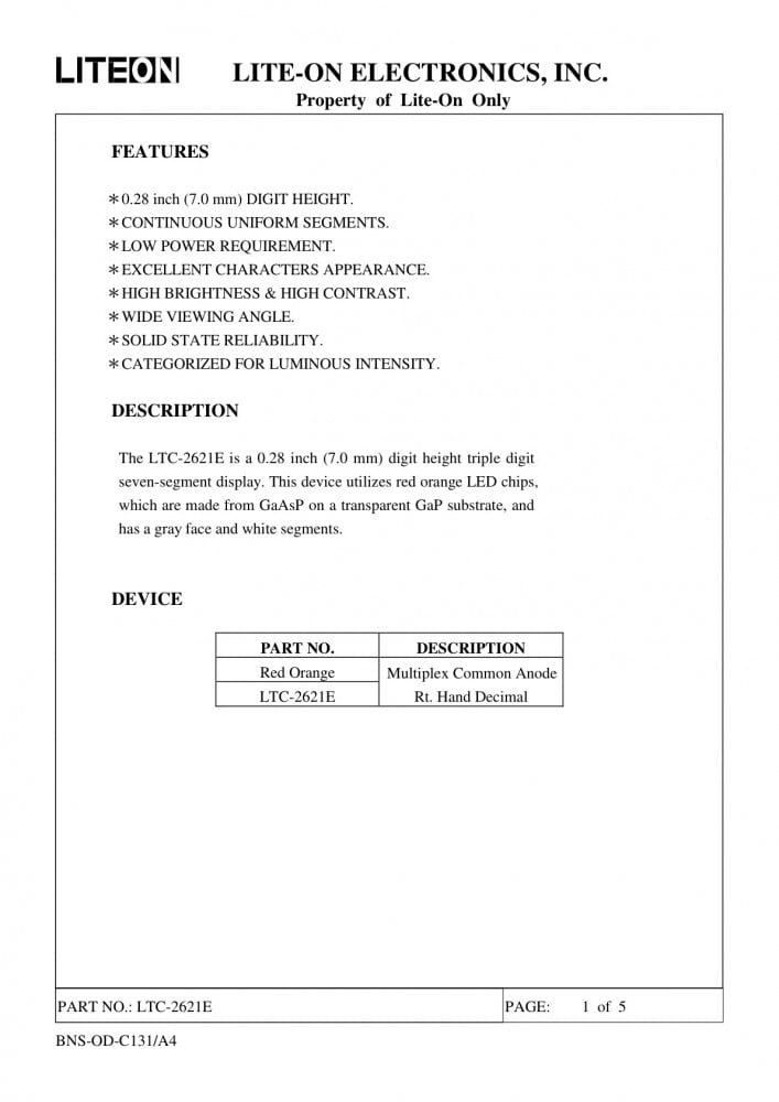 LTC-2621E datasheet page 2