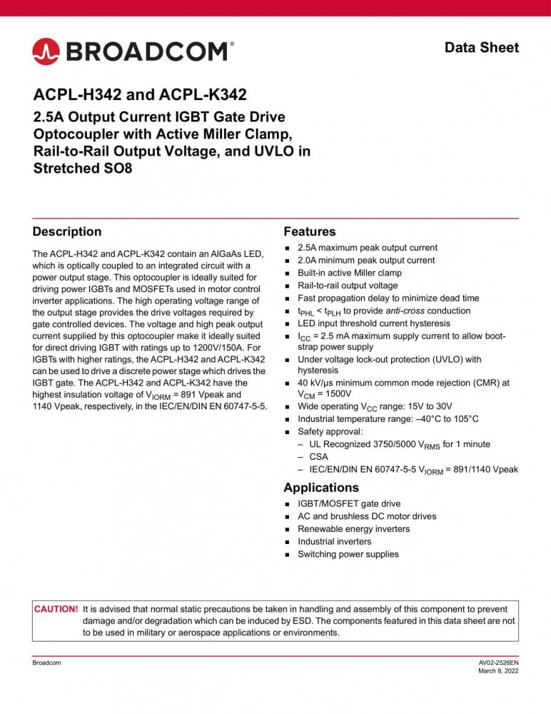 ACPL-H342 datasheet page 1