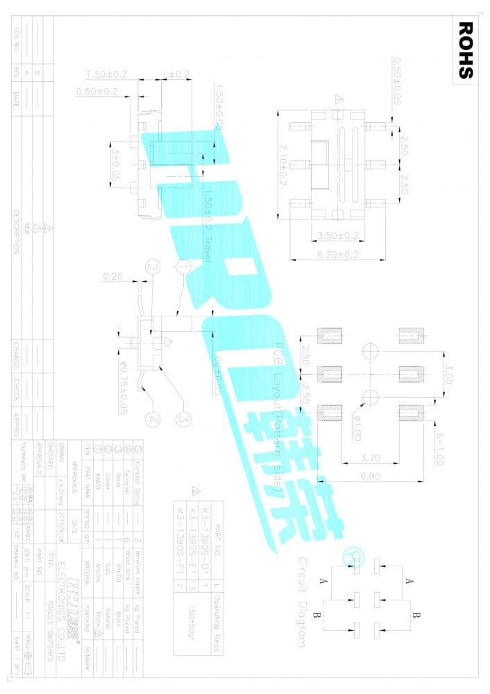K3-1390S-D1 technical document page