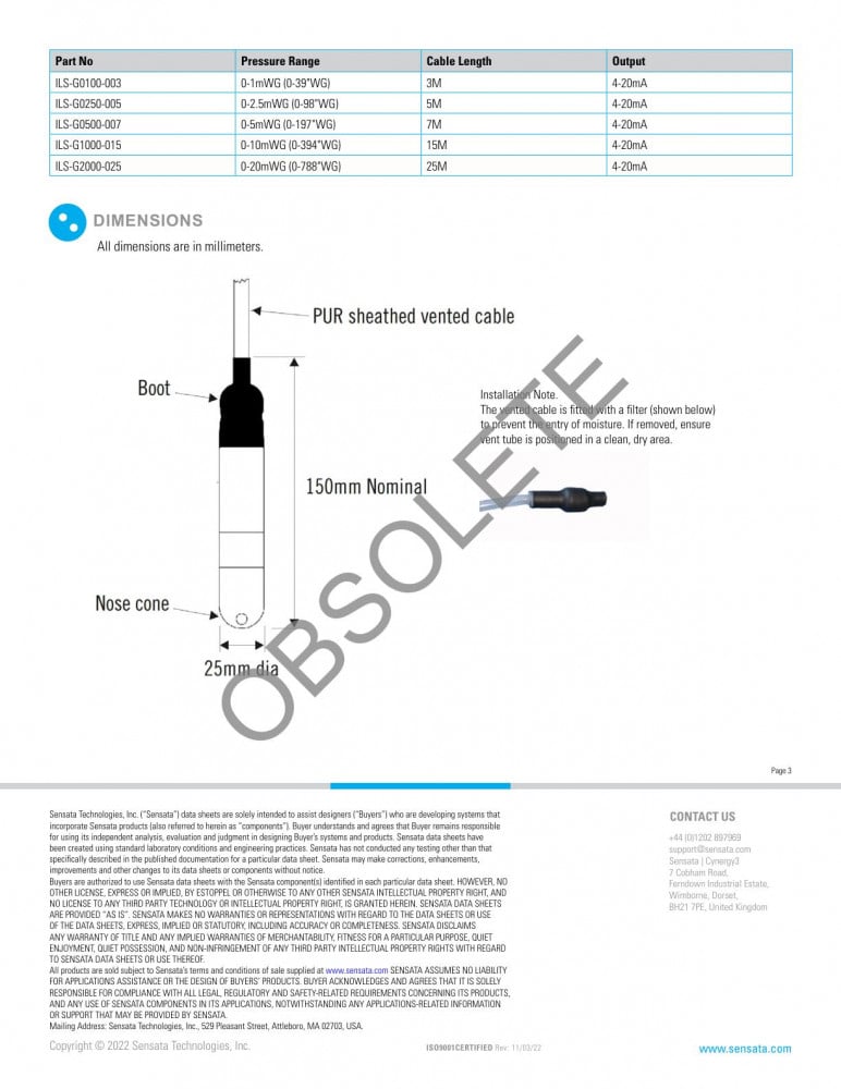 Sensata ILS series datasheet page 3