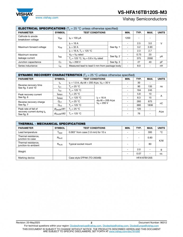 VS-HFA16TB120S datasheet page 2