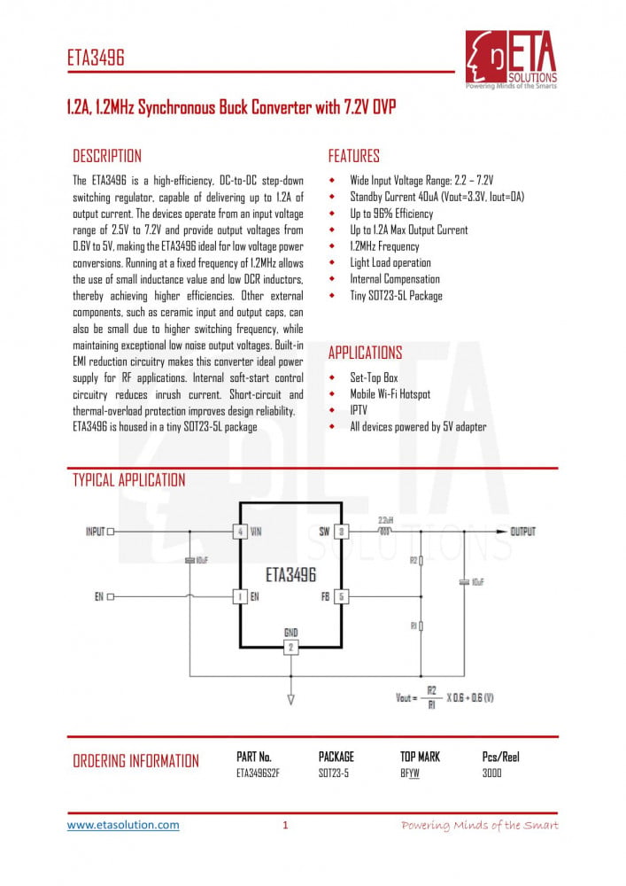 ETA3496S2F datasheet page 1