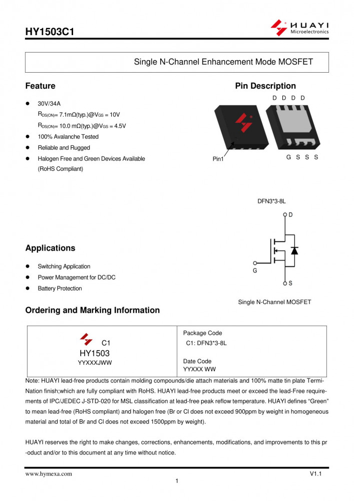 HY1503C1 datasheet page 1