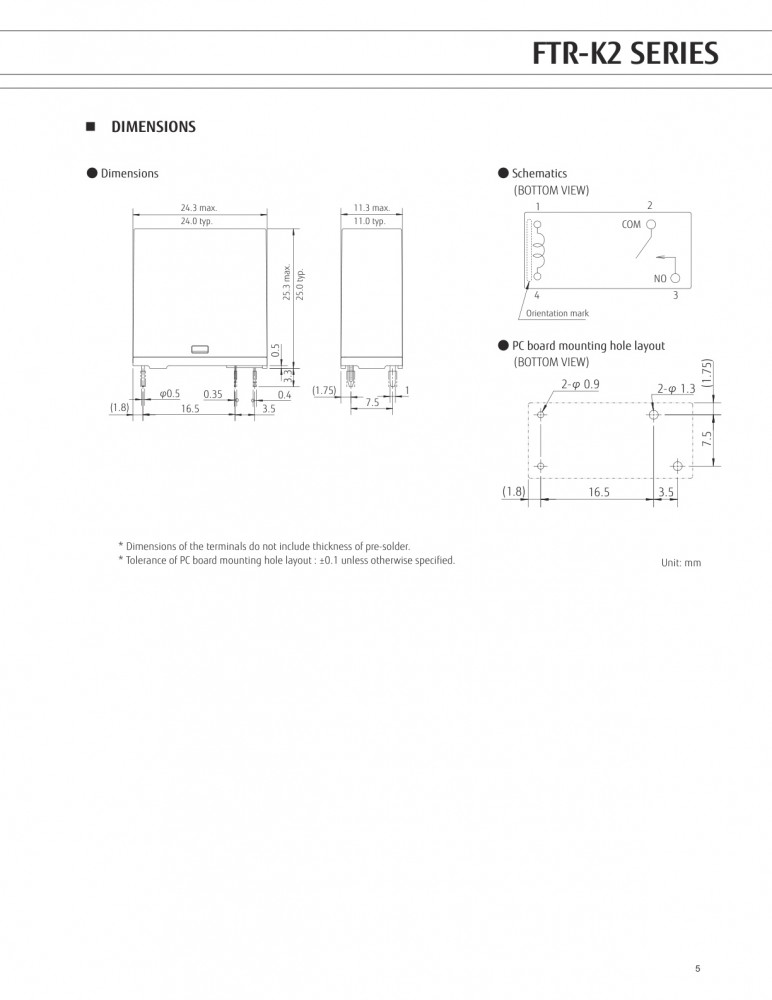 FTR-K2 series datasheet page 5
