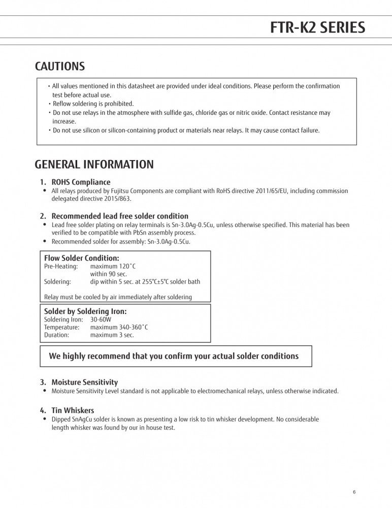 FTR-K2 series datasheet page 6