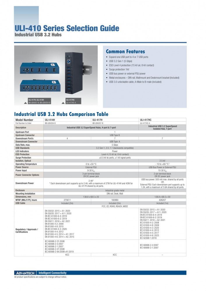 ADVANTECH ULI-410 series guide, page 3