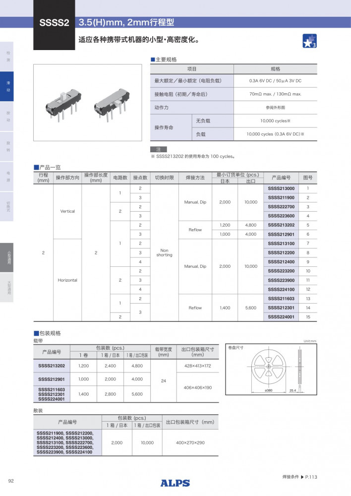 ALPSALPINE SSSS2 datasheet page 1