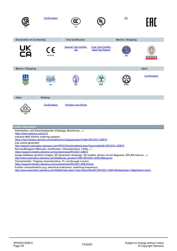 3RV20314DB10 technical document page 4
