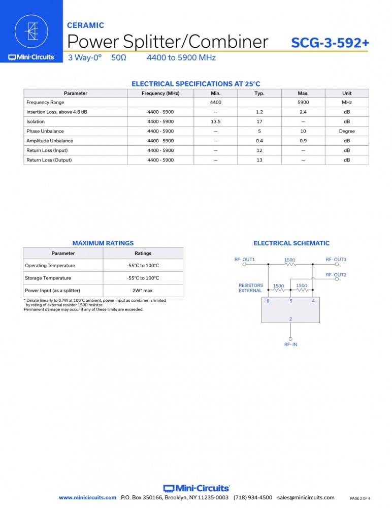 SCG-3-592+ datasheet page 2