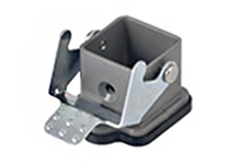 Heavy-Duty Standard (STD) Double Lever Hood, Die-cast Aluminum, with 4 Pegs, Top Entry, Size 10B «57x27», M32 Thread, High Construction, Grey