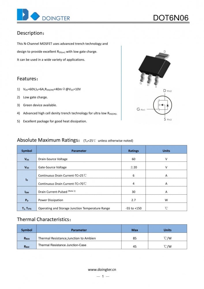 DOT6N06 technical document page 1