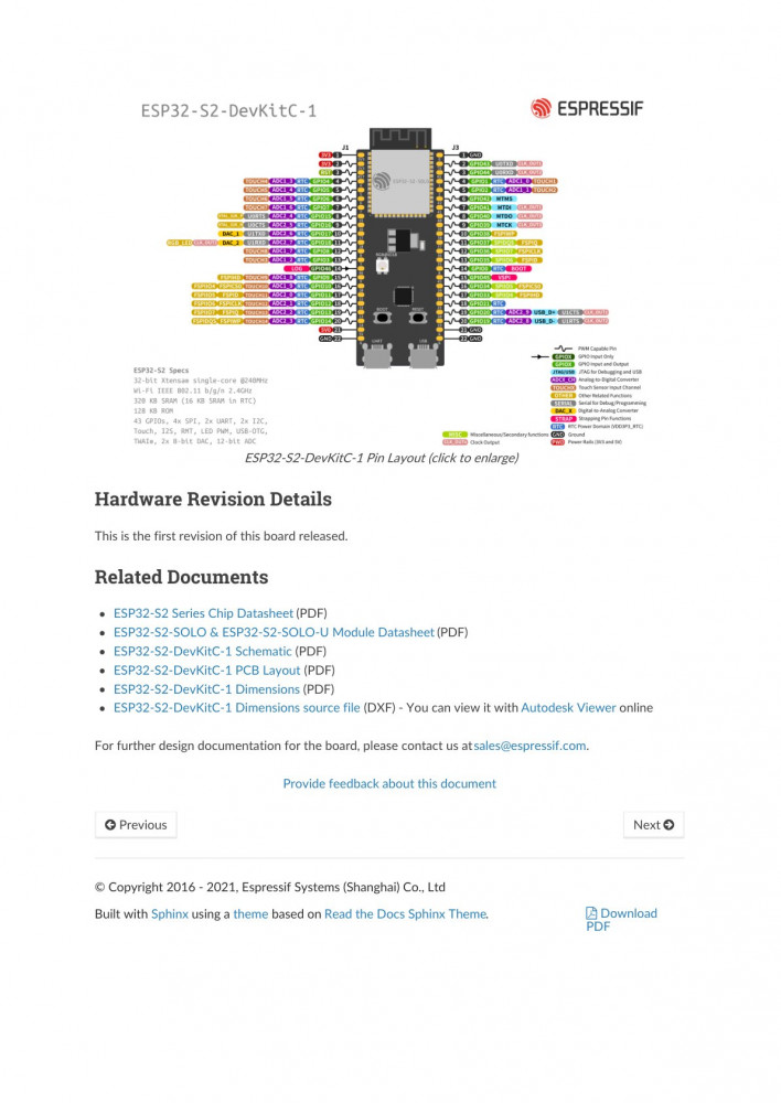 ESP32-S2-DEVKITC-1 documentation page 7